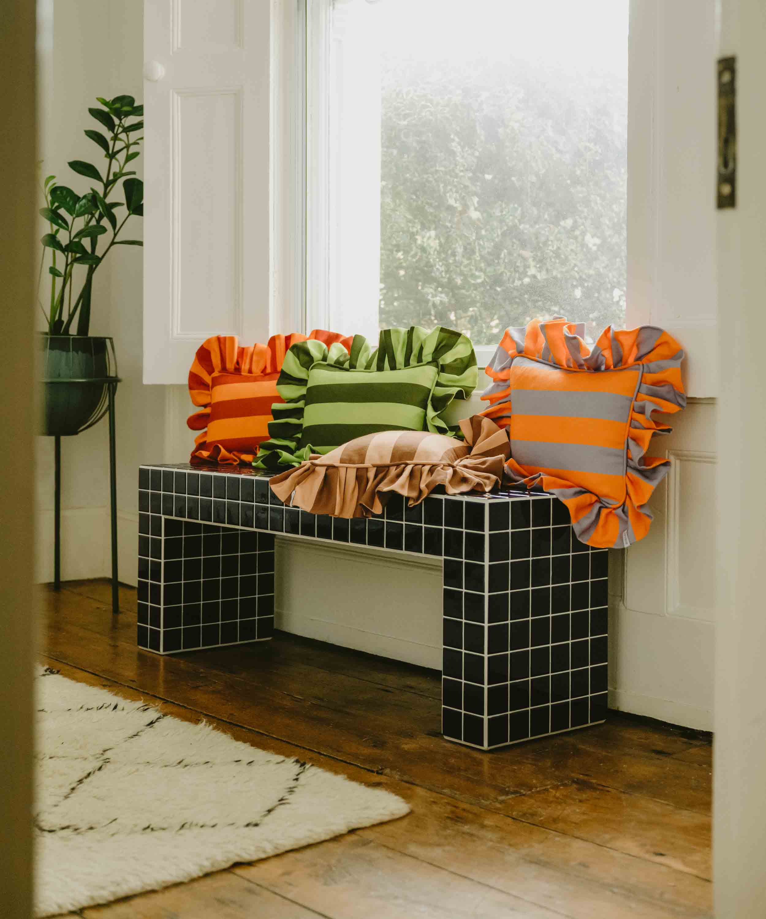 BESPOKE STRIPE RECTANGLE FRILLED CUSHION – STUDIO SPARKS